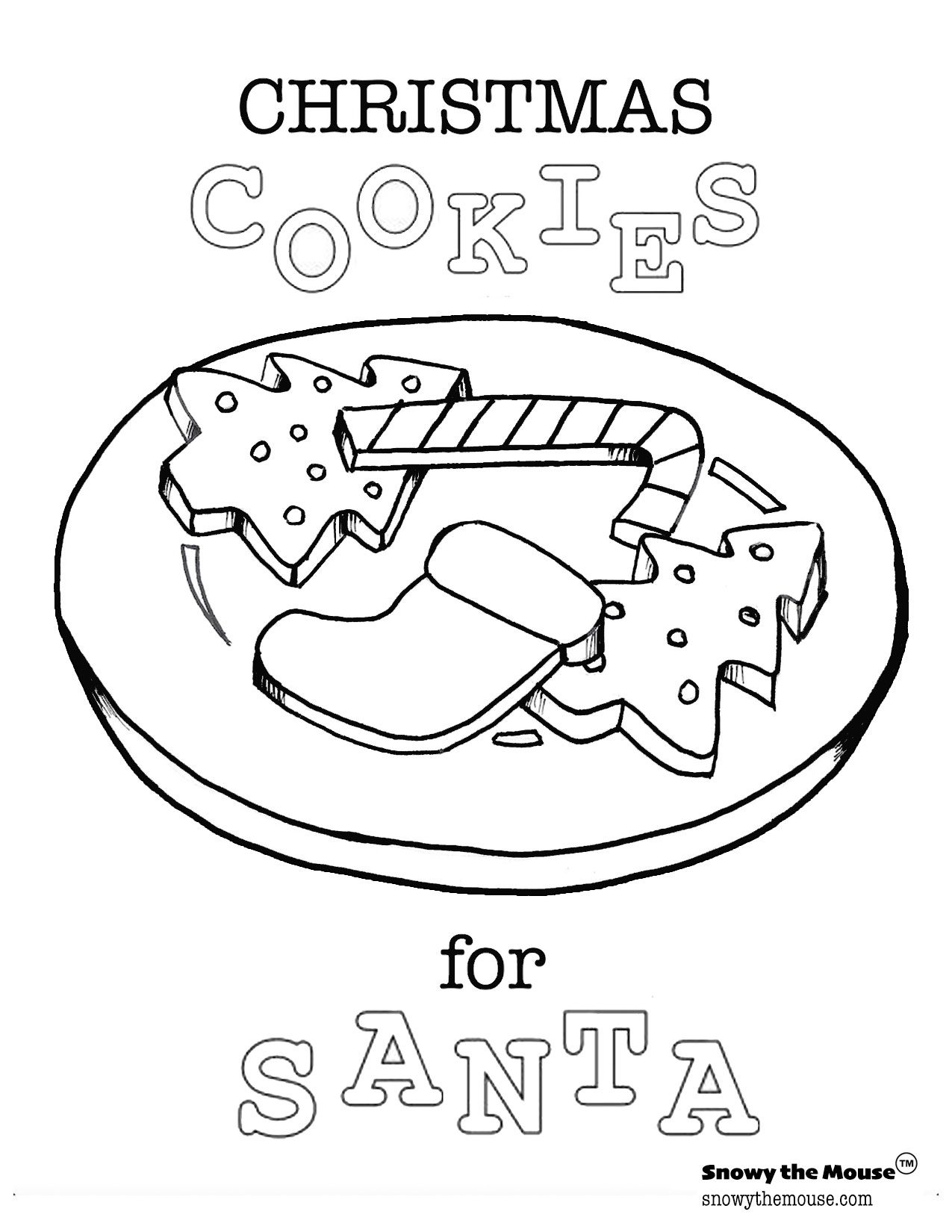 Christmas Cookies Coloring Page - Snowy the Mouse