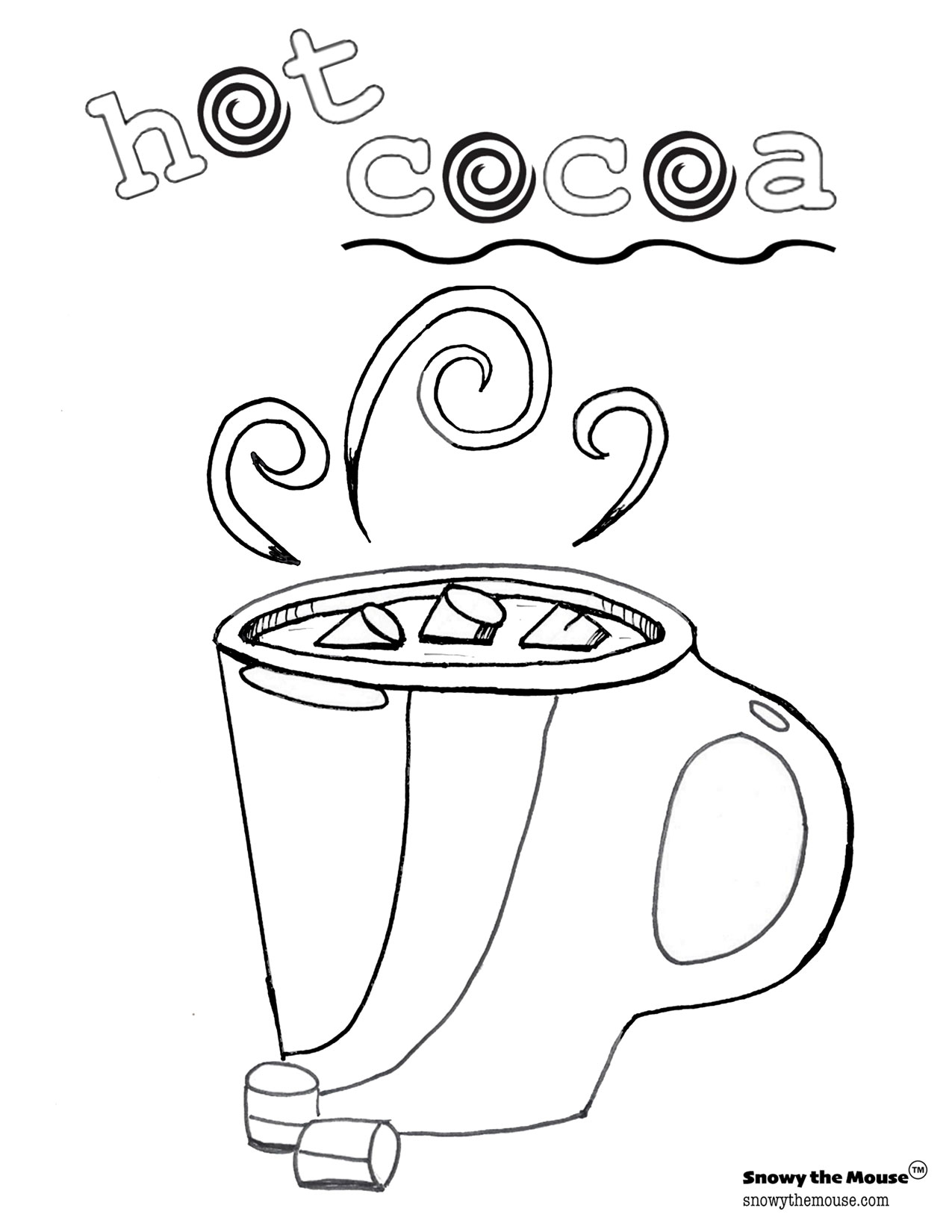 Hot Cocoa Coloring Page - Snowy the Mouse
