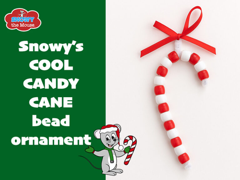 Snowy's Cool Candy Cane Bead Ornament - Snowy the Mouse